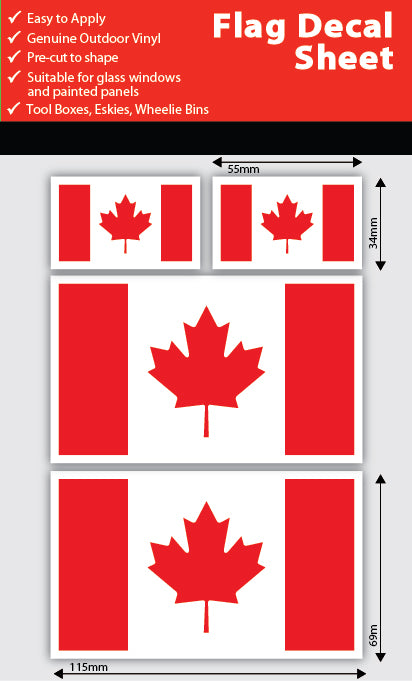 Canada Flag Decals Sheet – FANtastic Stickers