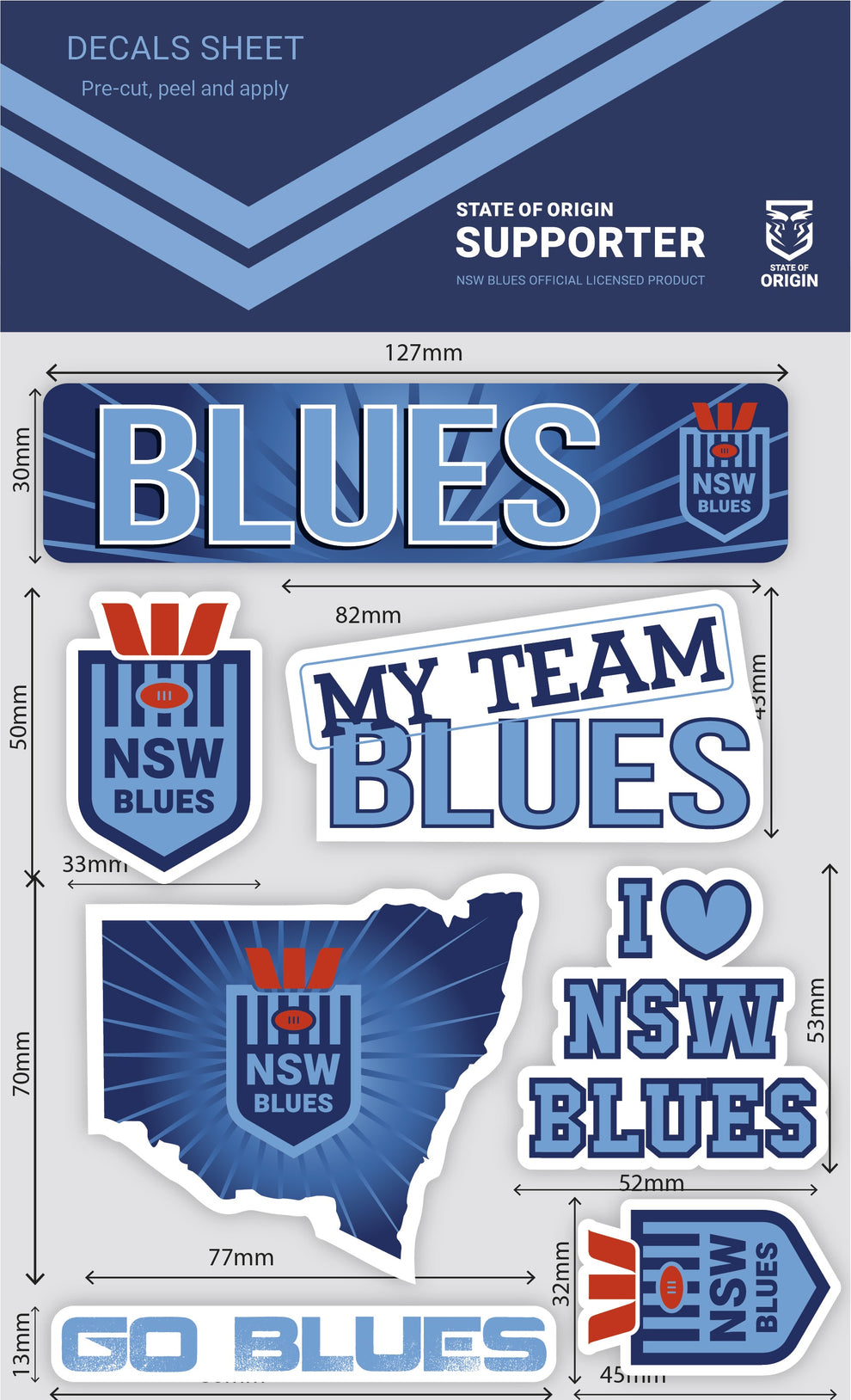 New South Wales Blues Decals Sheet (2023) – FANtastic Stickers