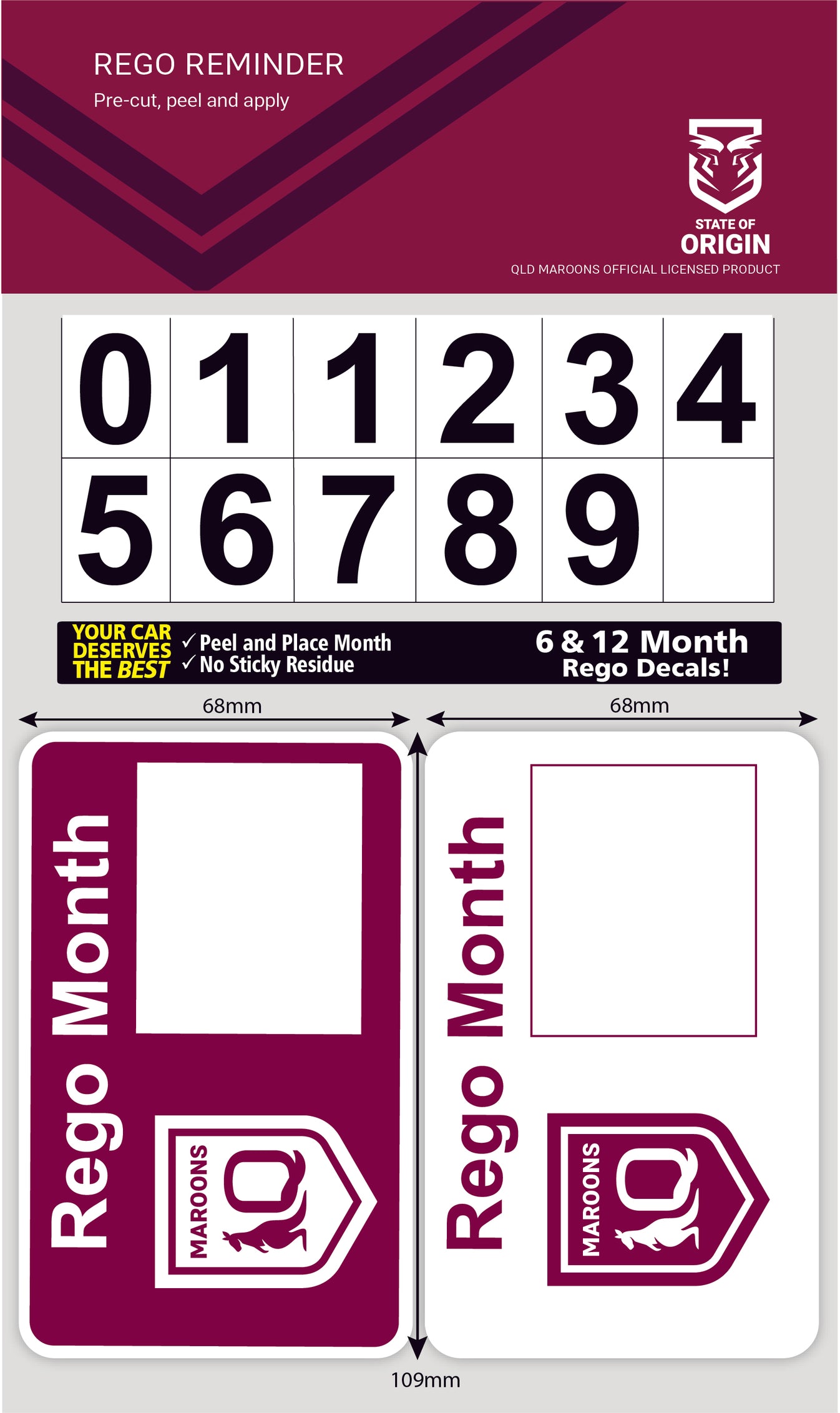 Queensland Maroons Rego Reminder Decals (set of 2) – FANtastic Stickers